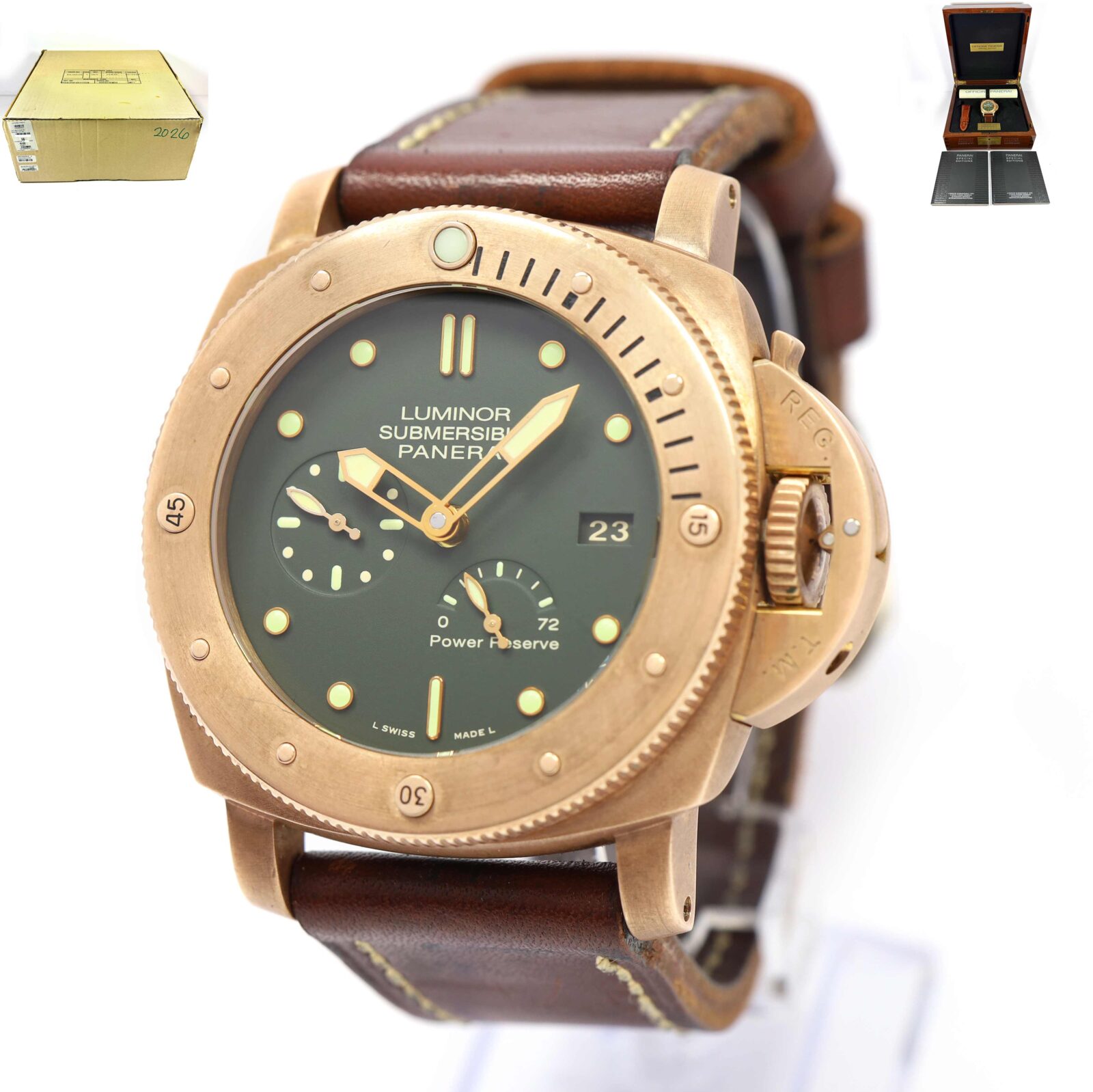 Panerai Luminor Submersible 1950 Bronzo PAM00507 47MM Green Dial Box Papers