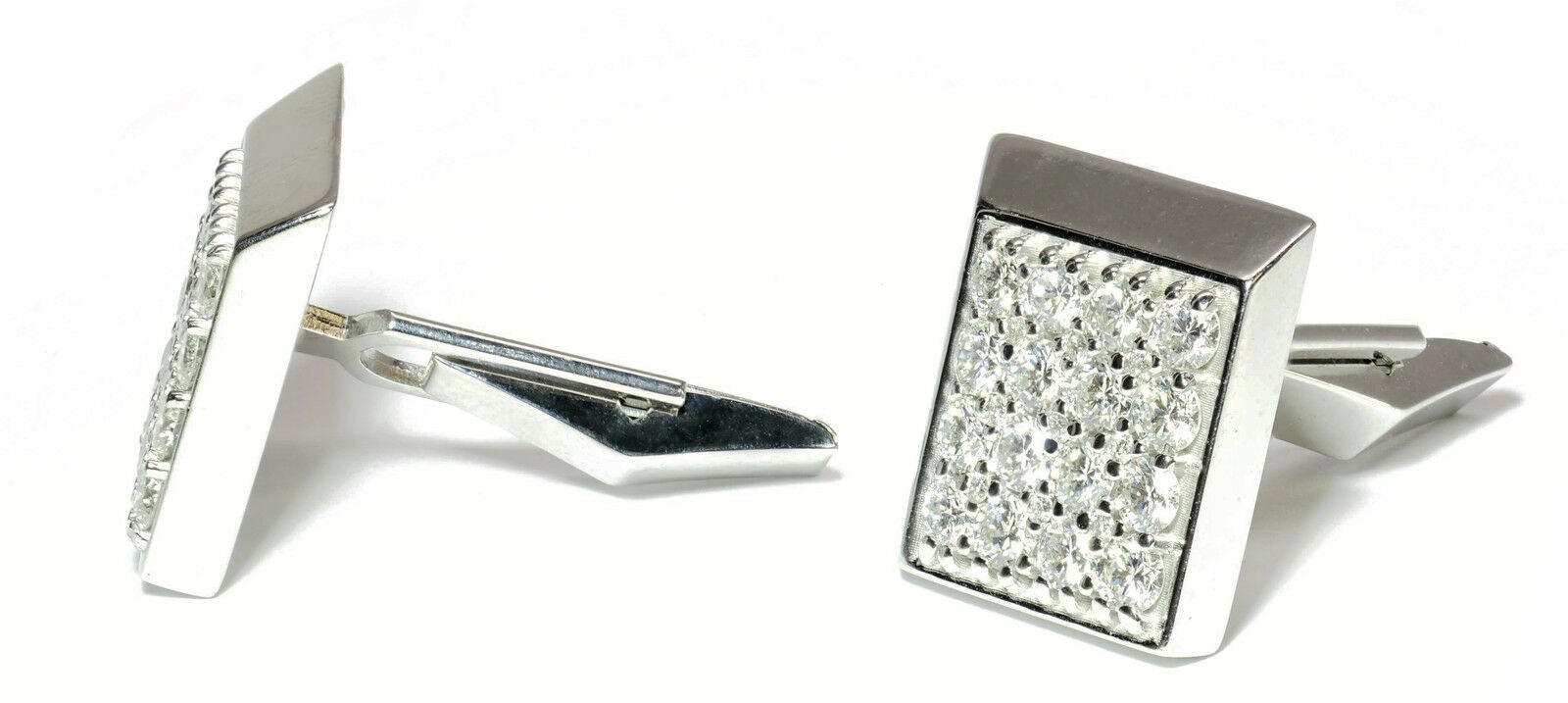 3D Box Diamond Cufflinks In 14k White Gold (4 Ct, VS, D-F)