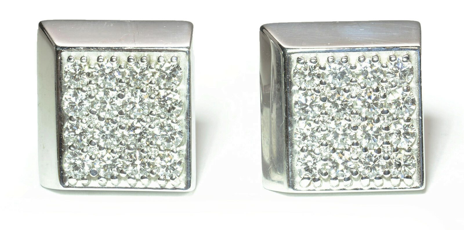 3D Box Diamond Cufflinks In 14k White Gold (4 Ct, VS, D-F)