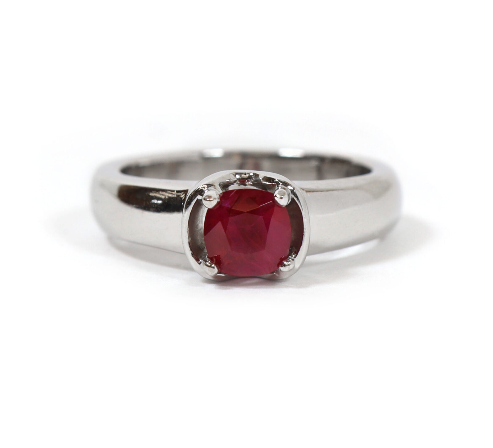 0.50CT Mong Hsu Burmese Burma Red Ruby Solitaire Platinum Ring