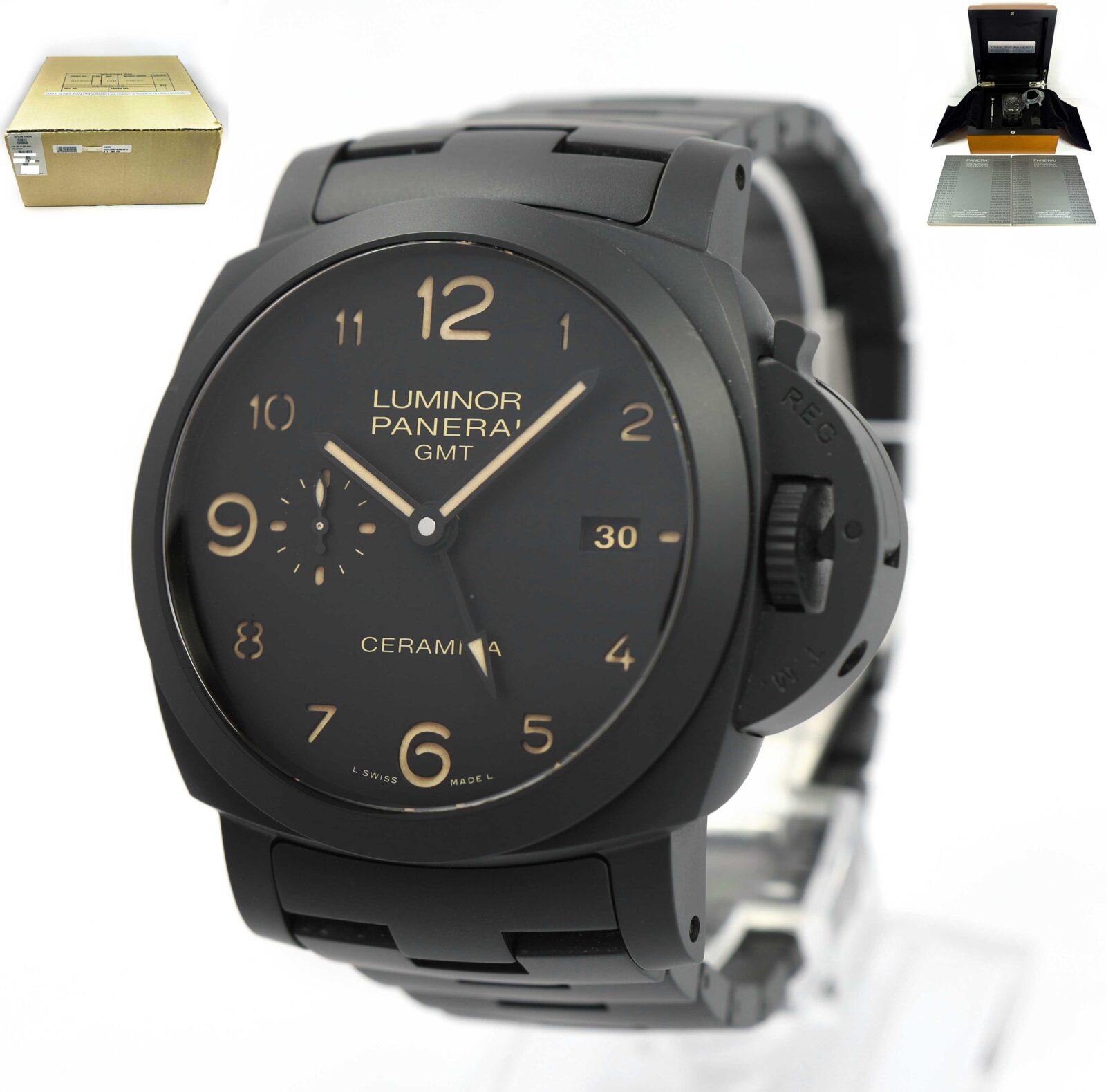 Panerai Luminor 1950 GMT Tuttonero PAM00438 44MM Black Ceramic Box Papers